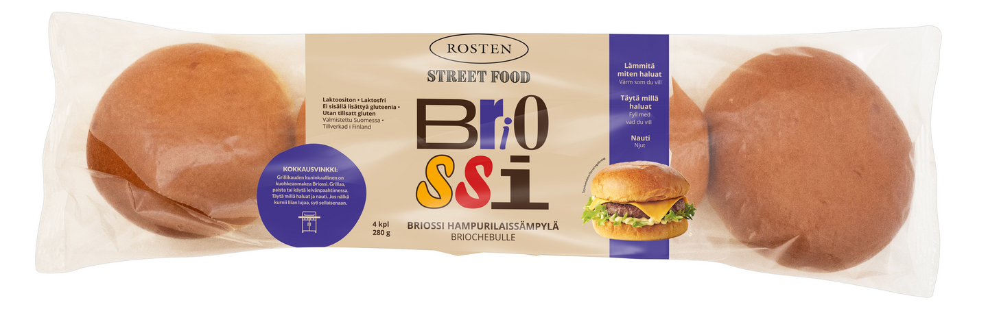 Rosten Street Food Briossisämpylä 4 kpl/280 g | K-Ruoka Verkkokauppa