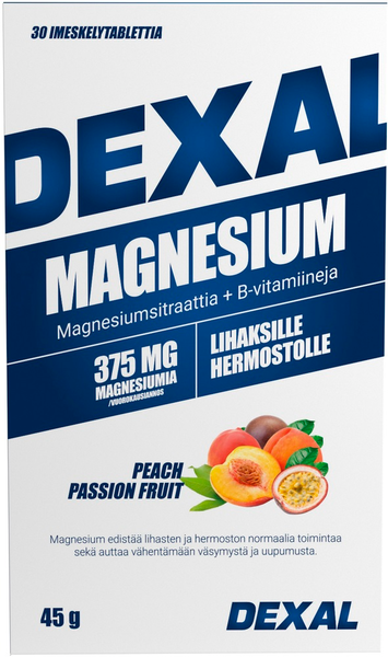 Dexal magnesium+b-vitamiiini imeskelypastilli 30kpl – K-Ruoka