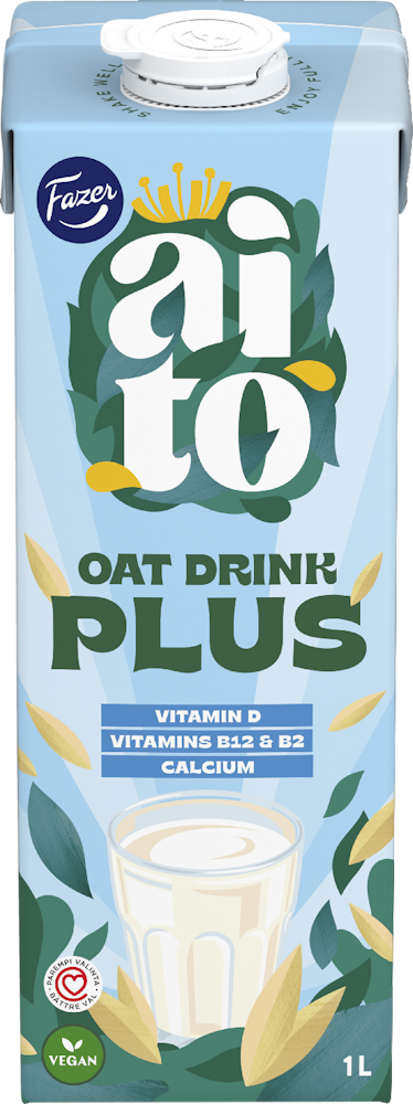 Fazer Aito kaurajuoma Plus 1l UHT — HoReCa-tukku Kespro