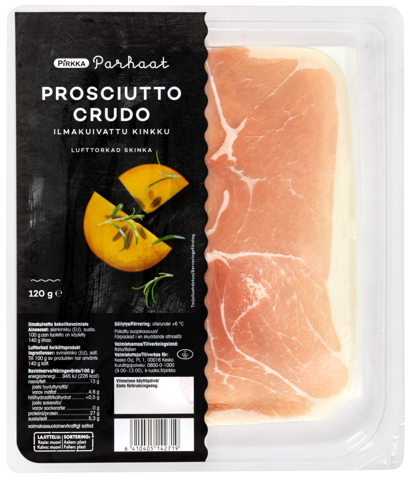 Pirkka Parhaat Prosciutto Crudo ilmakuivattu kinkku 120g – K-Ruoka