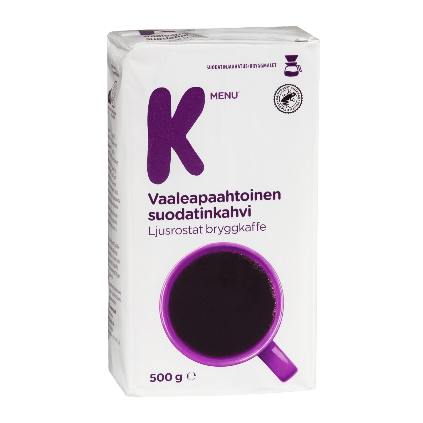K-Menu vaaleapaahtoinen kahvi 500g rfa | K-Ruoka Verkkokauppa
