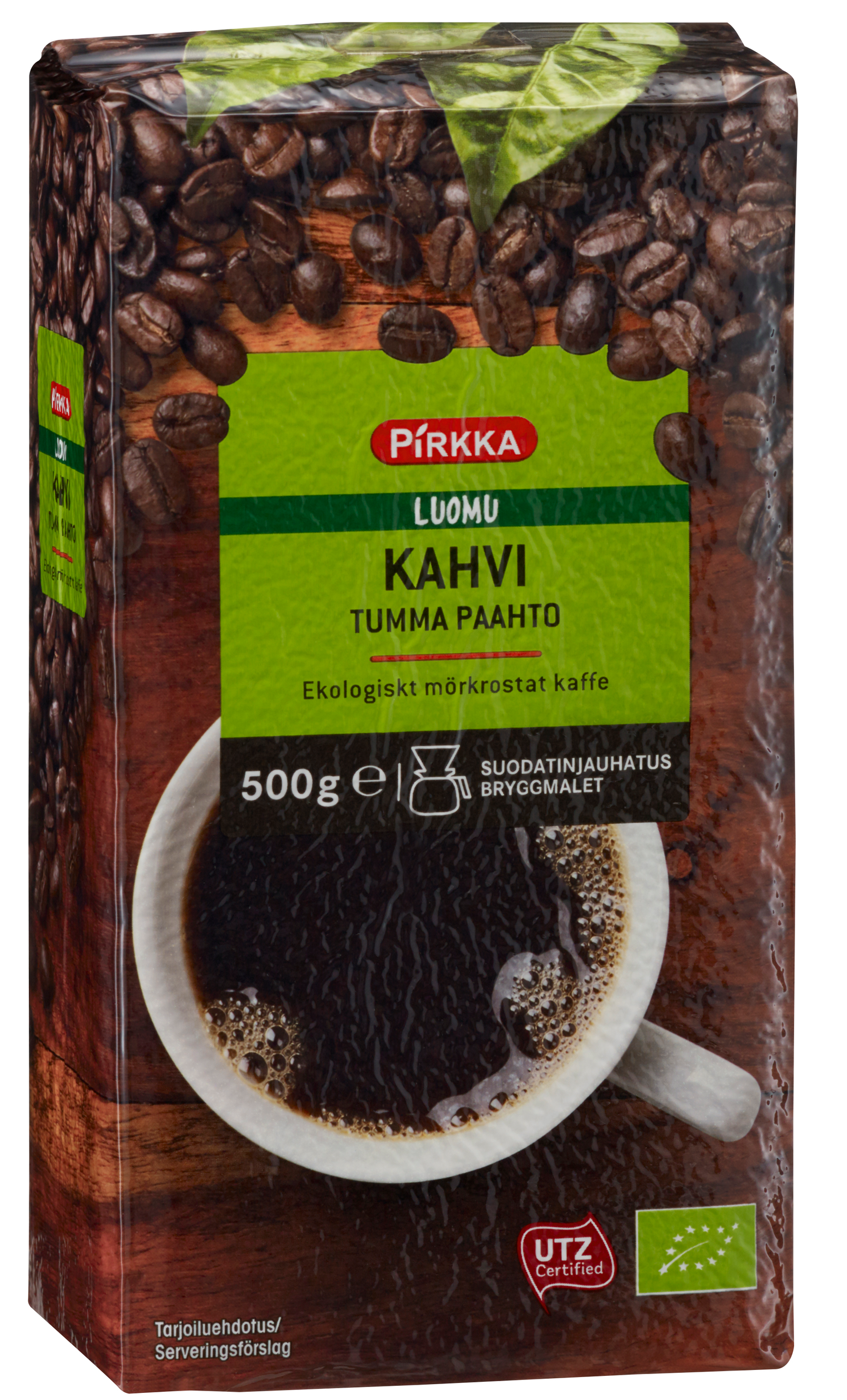 Pirkka Luomu kahvi tumma paahto 500g UTZ suodatinjauhatus | K-Ruoka ...