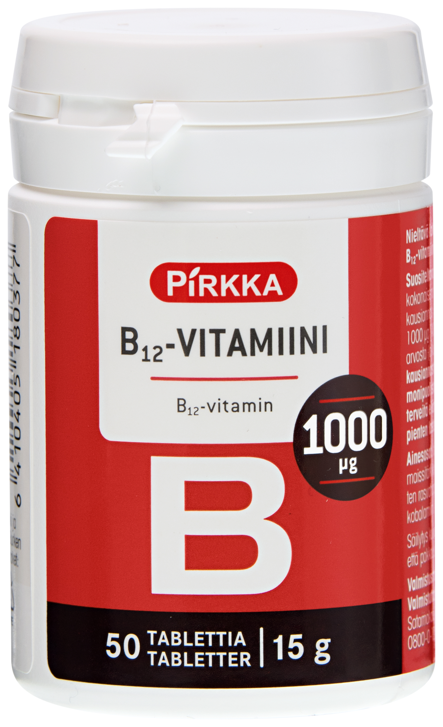 Pirkka B12-vitamiini 1000µg 50 kpl/15g – K-Ruoka