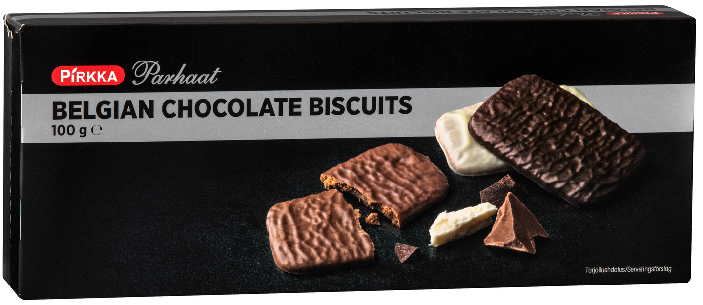 Pirkka Parhaat Belgian Chocolate Biscuits 100g | K-Ruoka Verkkokauppa