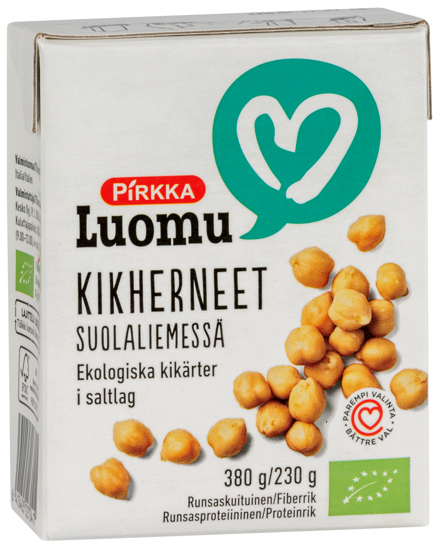 Pirkka Luomu kikherneet suolaliemessä 380g/230g – K-Ruoka
