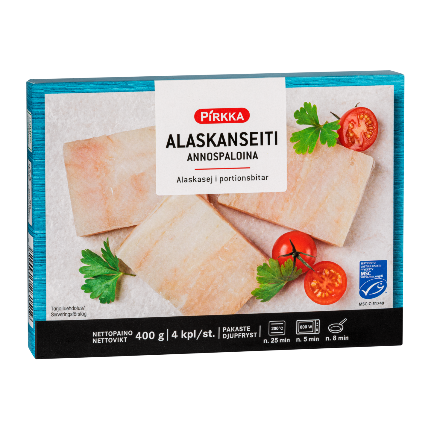 Pirkka alaskanseiti annospaloina 400g/4kpl MSC pakaste – K-Ruoka