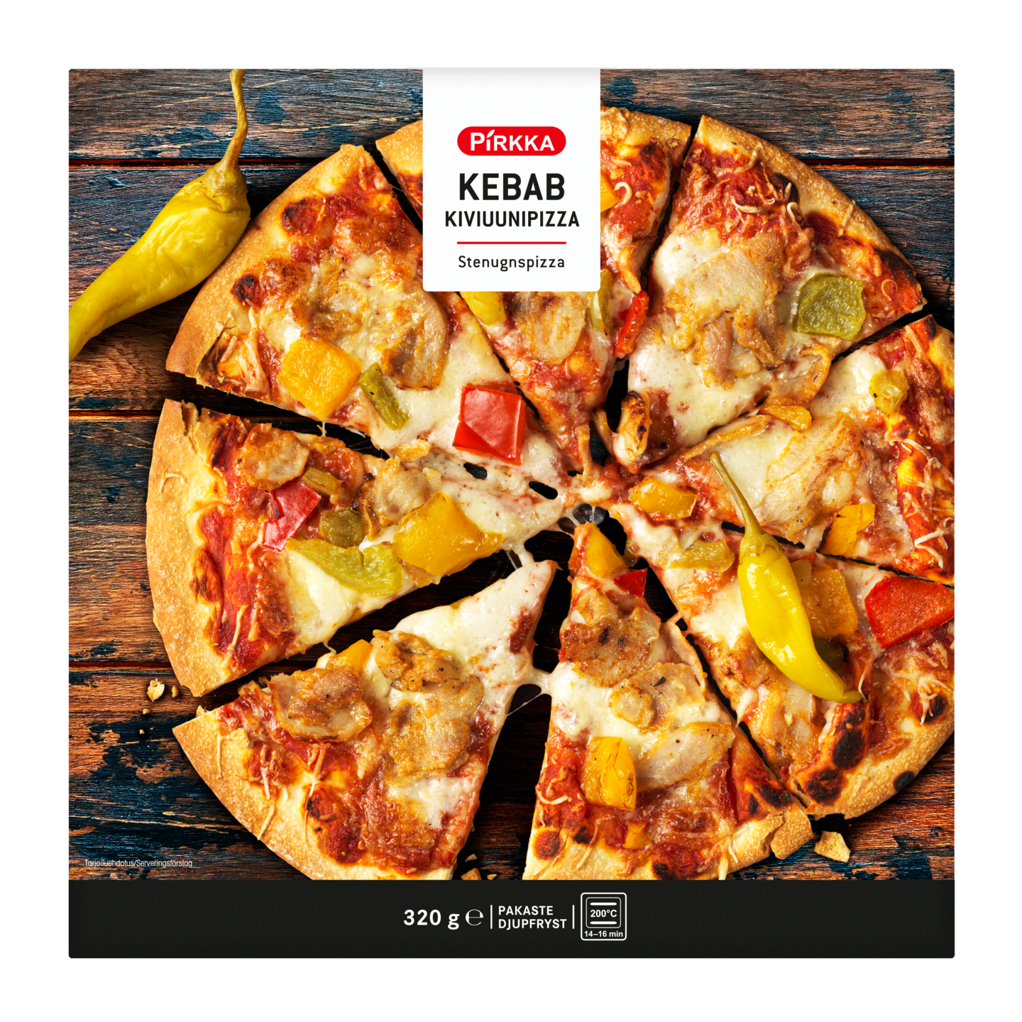 Pirkka kiviuunipizza kebab 320g pakaste | K-Ruoka Verkkokauppa