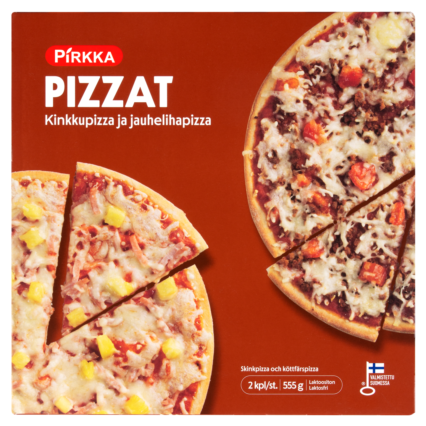 Pirkka pizza 2 kpl/555g kinkku ja jauheliha pakaste | K-Ruoka Verkkokauppa