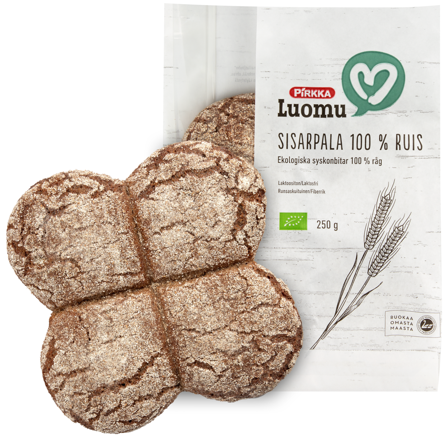 Pirkka Luomu 100% sisarpala 250g ruis | K-Ruoka Verkkokauppa