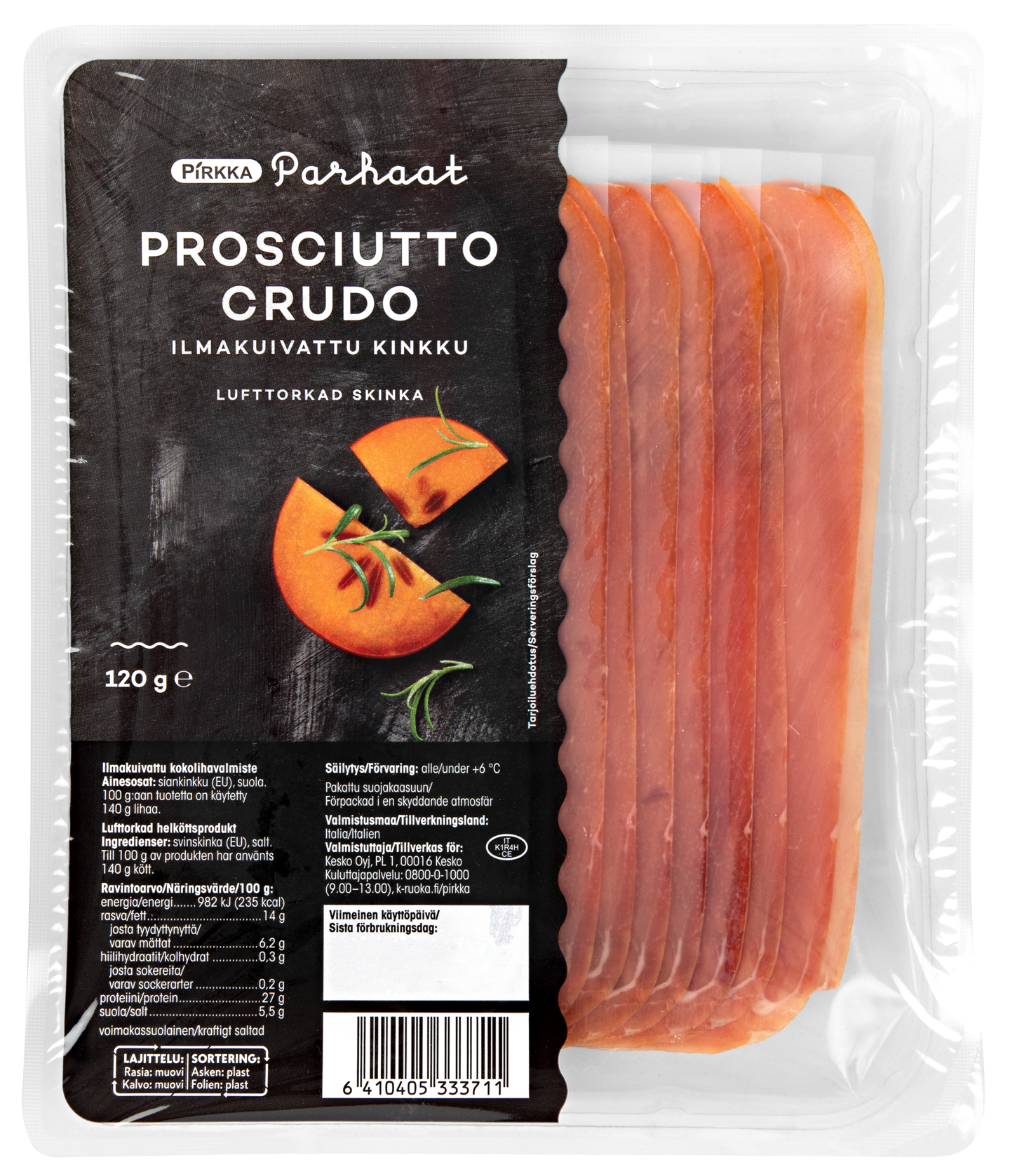 Pirkka Parhaat Prosciutto Crudo ilmakuivattu kinkku 120g | K-Ruoka ...