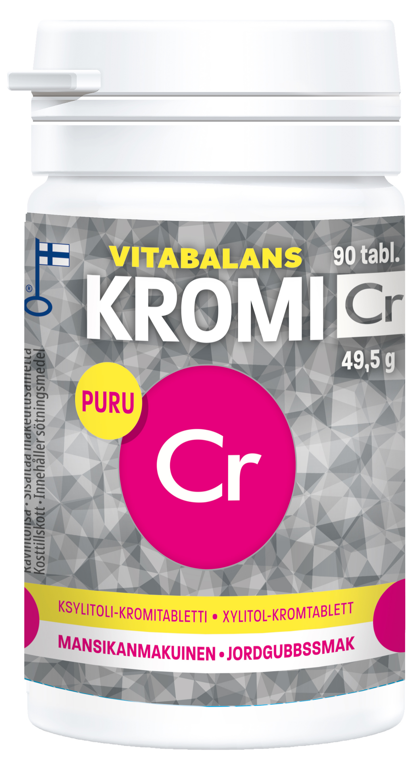 Kromi Cr 90 kpl ksylitoli-kromitabletti mansikanmakuinen purutabletti ...