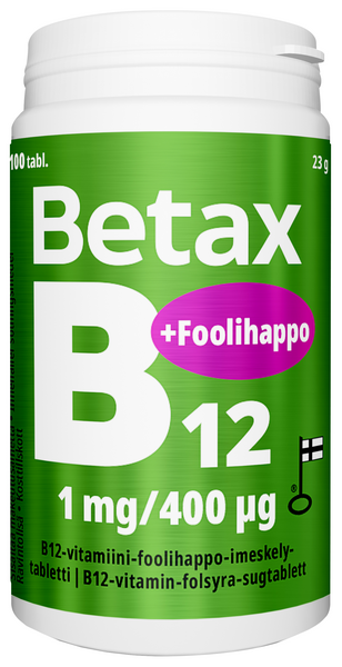 Vitabalans Betax B12 -vitamiini 1mg + Foolihappo imeskelytabletti, 100 ...