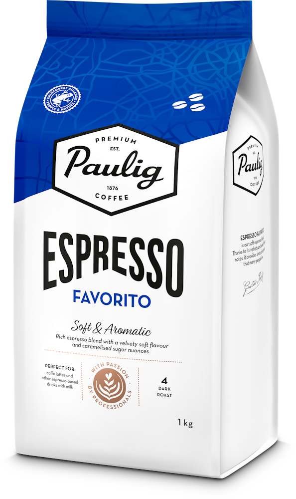 Paulig Espresso Favorito 1kg papukahvi RFA — HoReCa-tukku Kespro