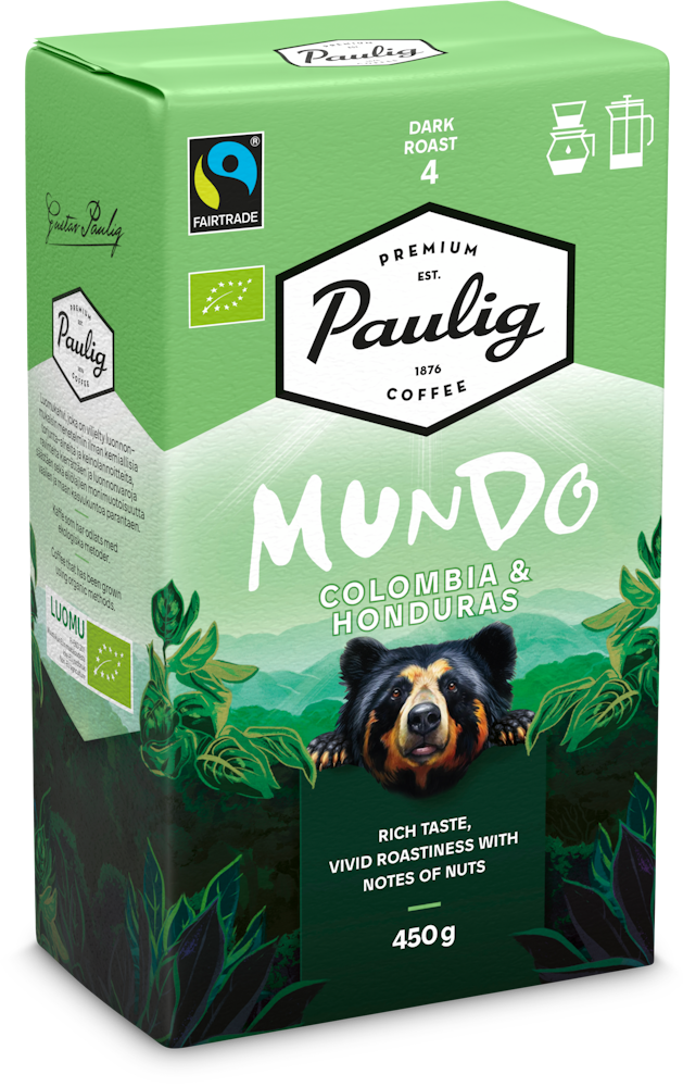 Paulig Mundo Kolumbia & Honduras Luomu kahvi sj 450g — HoReCa-tukku Kespro