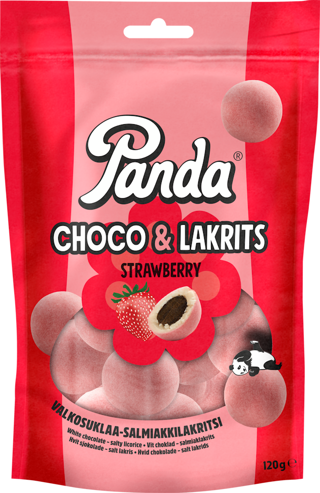 Panda Choco & Lakritsi mansikka karkkipussi 120g — HoReCa-tukku Kespro