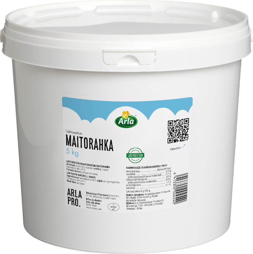 Arla maitorahka 0,2% rasvaton laktoositon 5kg — HoReCa-tukku Kespro