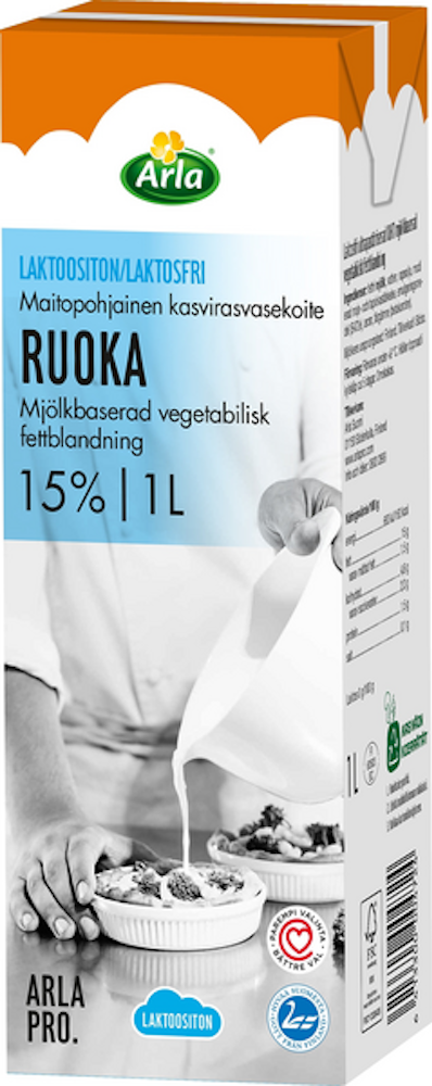 Arla Pro ruoka 15% kasvirasvasekoite 1l laktoositon UHT — HoReCa-tukku ...