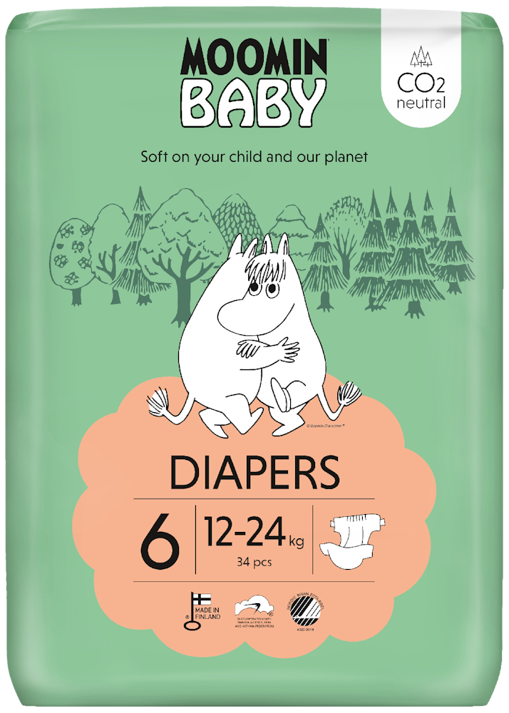 Moomin Baby teippivaippa S6 34kpl 12-24kg — HoReCa-tukku Kespro