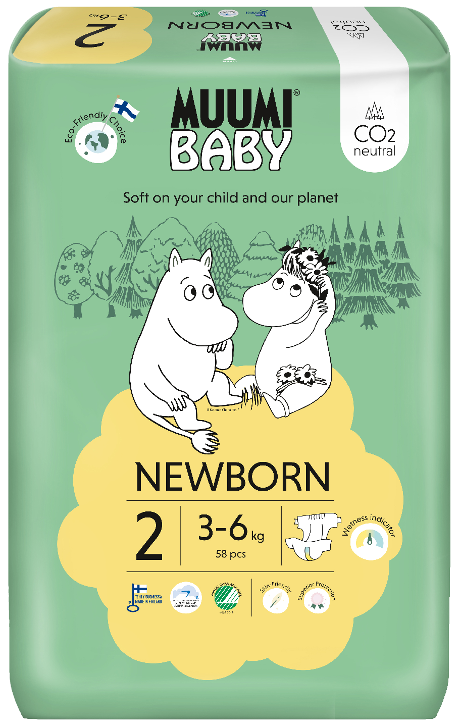 Muumi Baby 58kpl teippivaippa 2 3-6kg | K-Ruoka Verkkokauppa