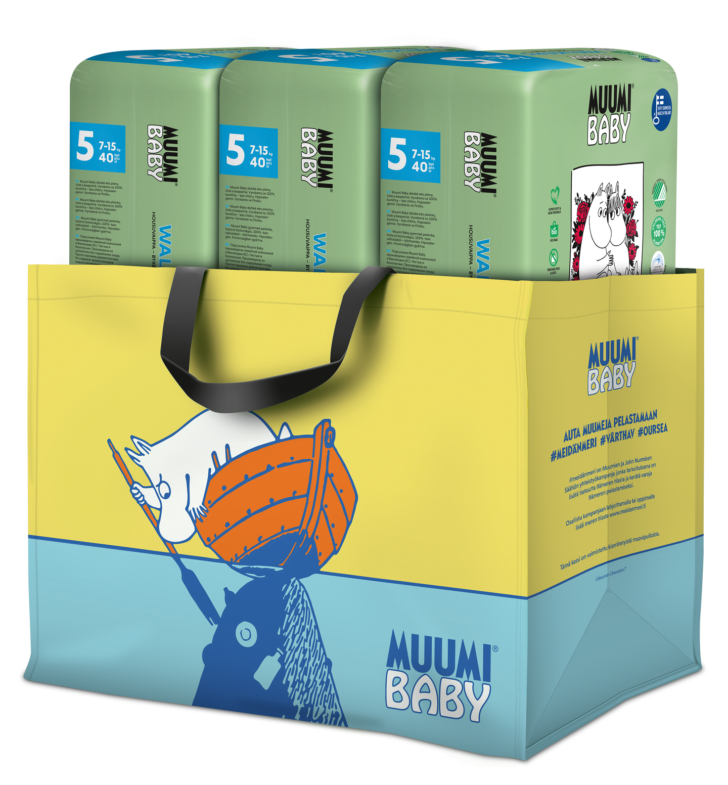 Muumi Our Sea housuvaippa S5 114kpl Mega bag 10-15kg | K-Ruoka Verkkokauppa