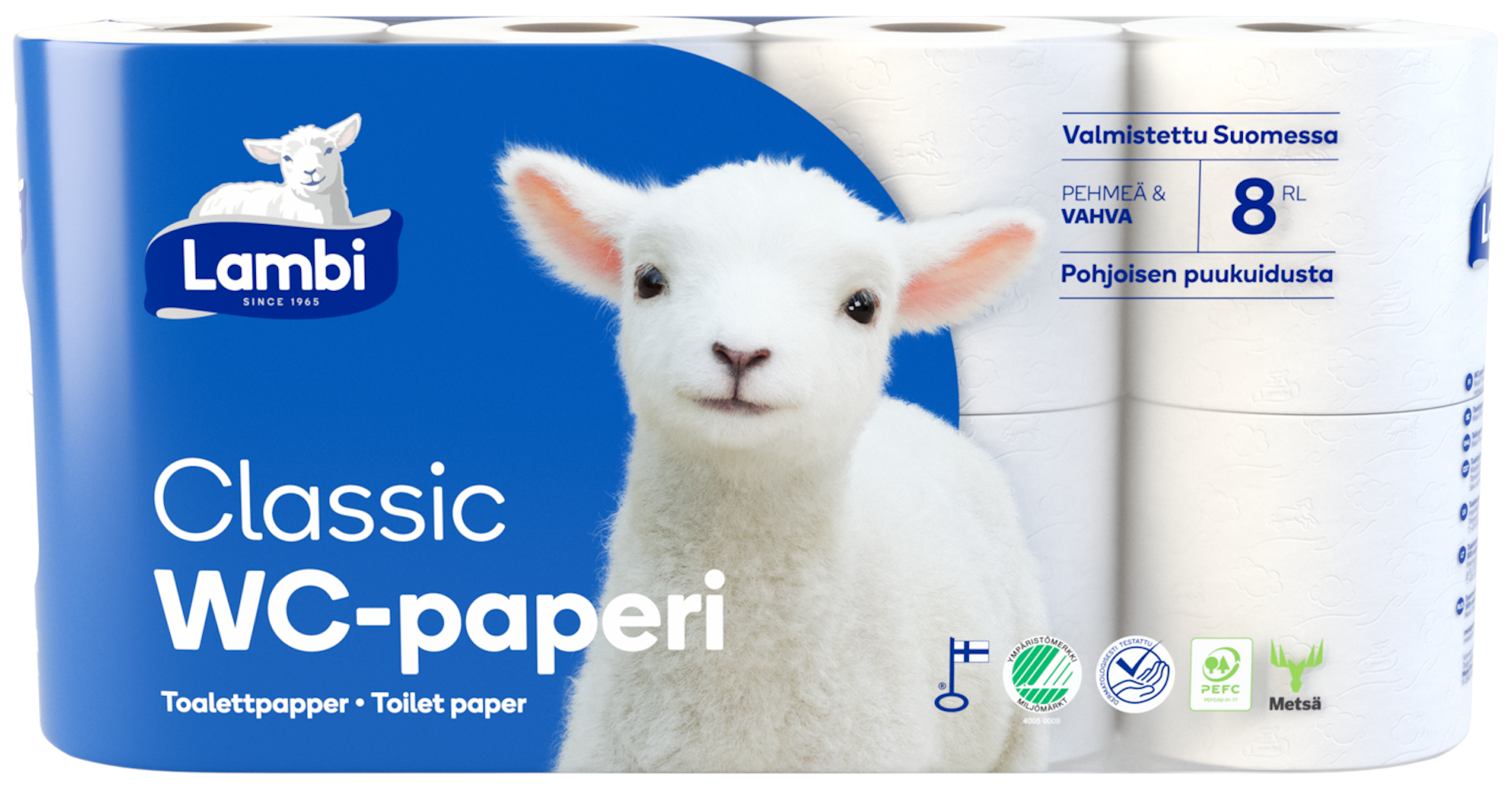 Lambi wc-paperi 8 rl valkoinen — HoReCa-tukku Kespro