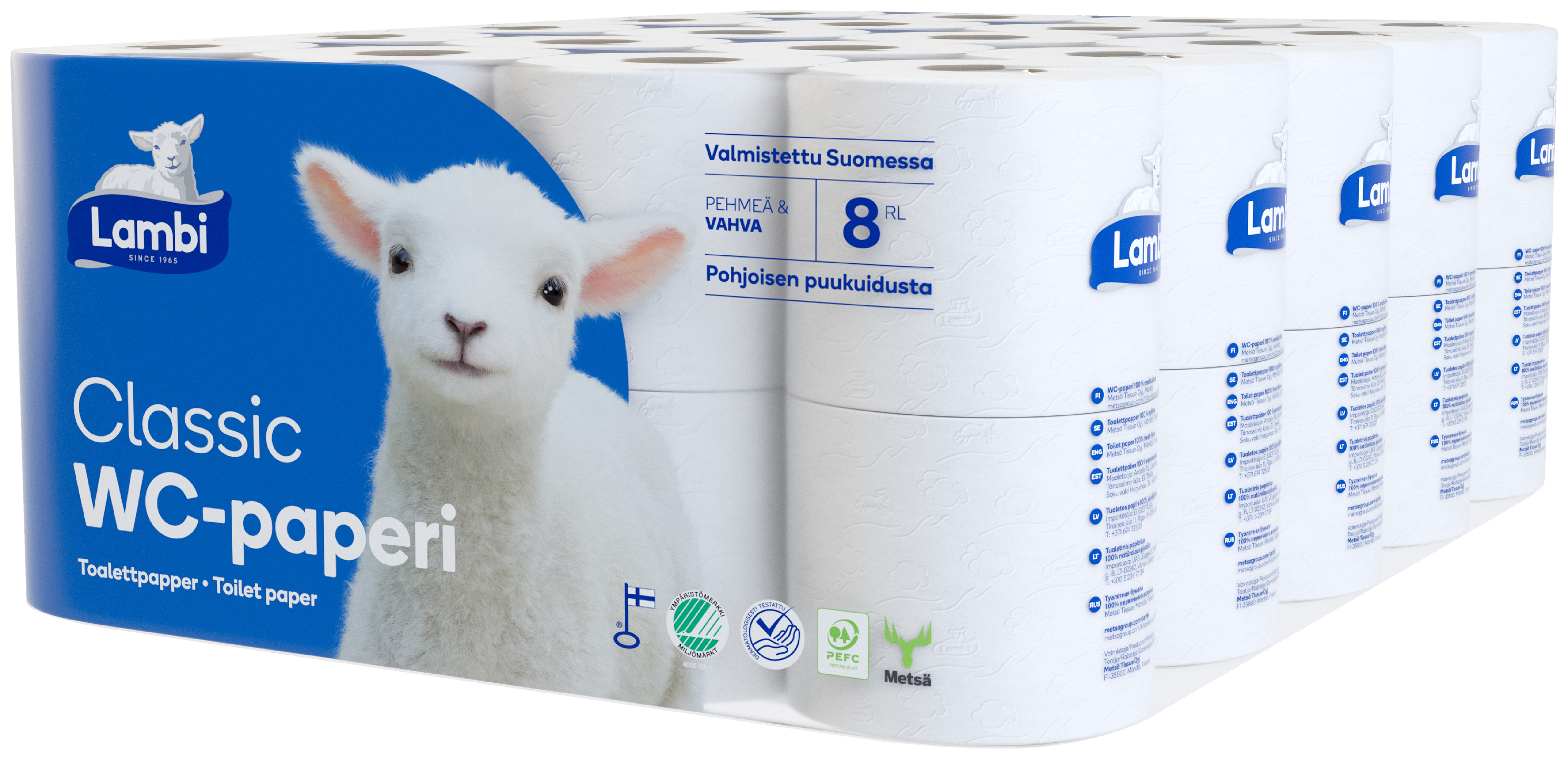 Lambi wc-paperi 8 rl valkoinen 5 kpl | K-Ruoka Verkkokauppa