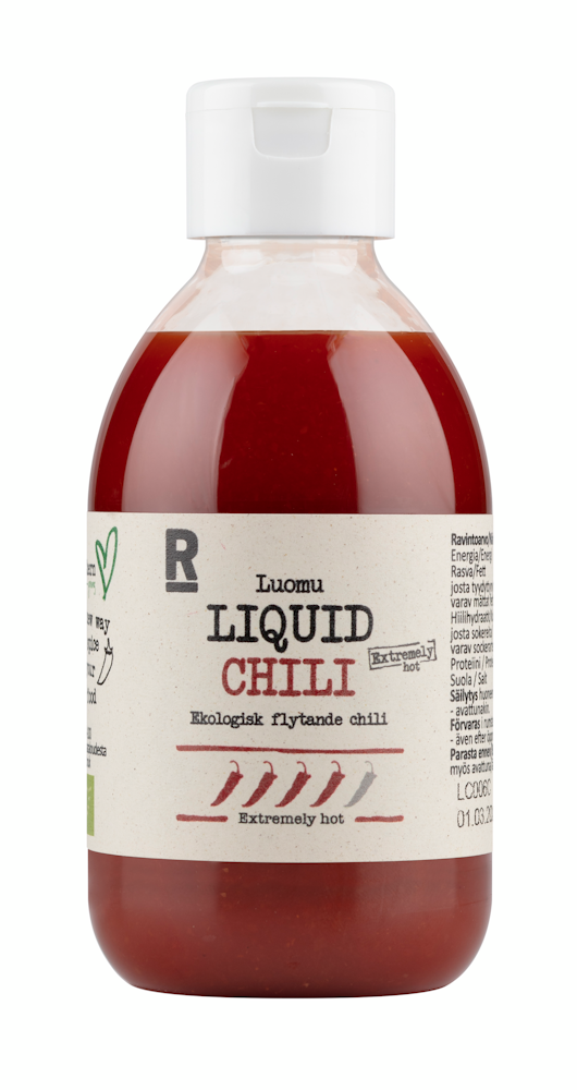 Rajamäen liquid extra hot chili luomu 240ml — HoReCa-tukku Kespro