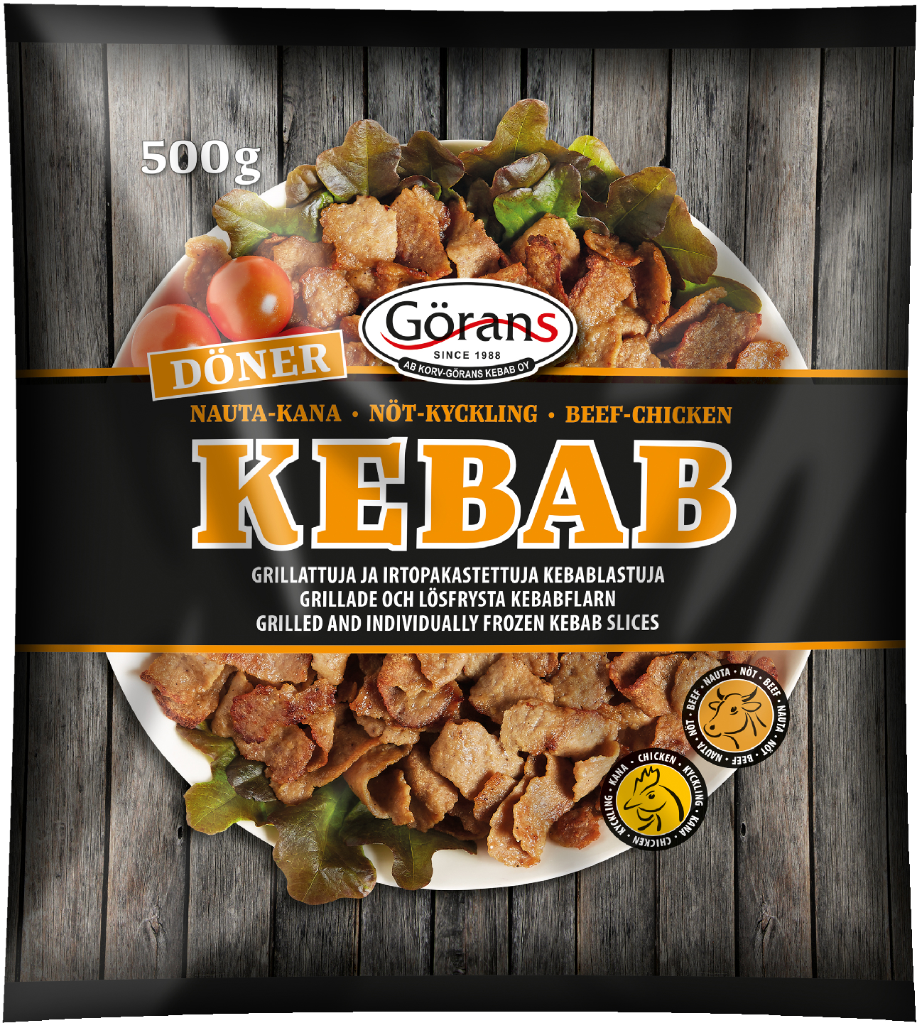 Görans Döner nauta-kana kebablastut grillattu 500g pakaste | K-Ruoka ...