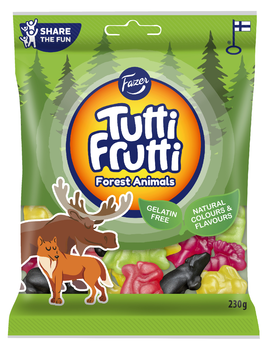 Fazer Tutti Frutti 230g Forest animals | K-Ruoka Verkkokauppa