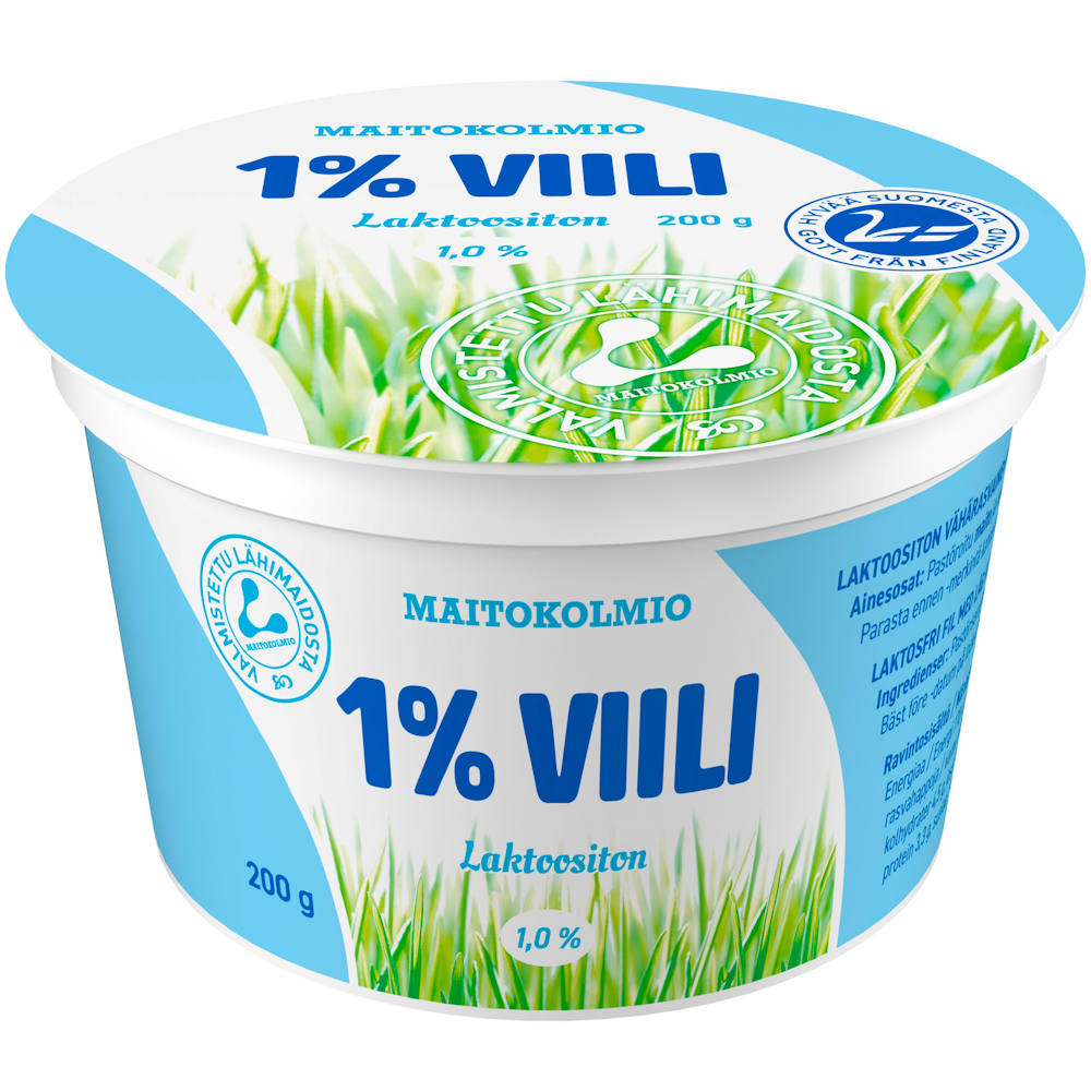 Maitokolmio laktoositon 1% viili 200g — HoReCa-tukku Kespro