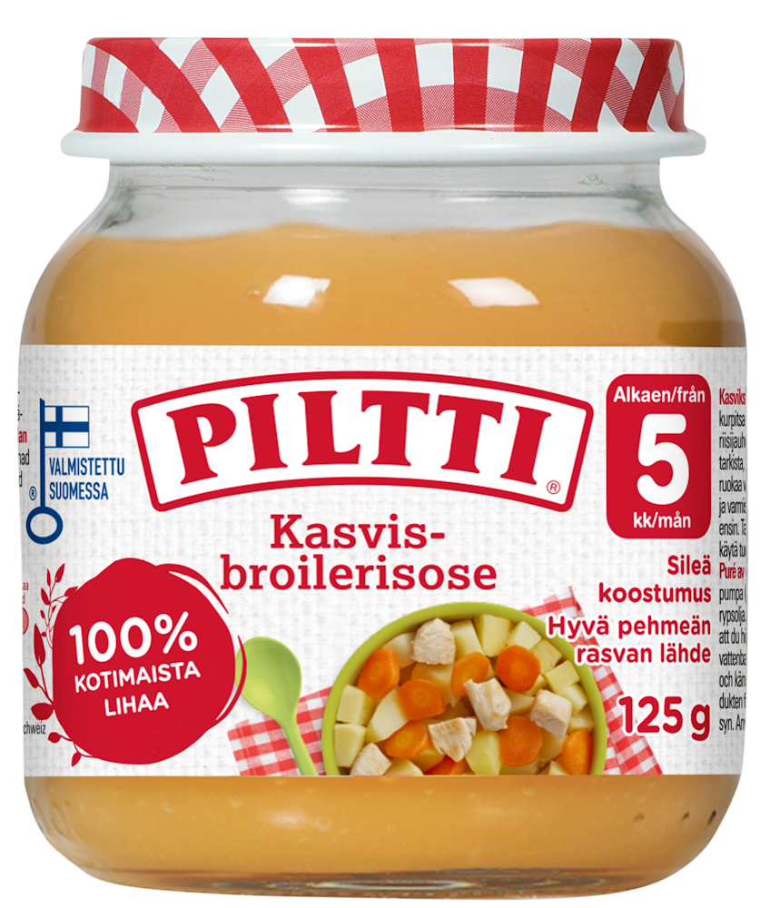 Piltti kasvis-broilerisose lastenateria 125g 5kk — HoReCa-tukku Kespro