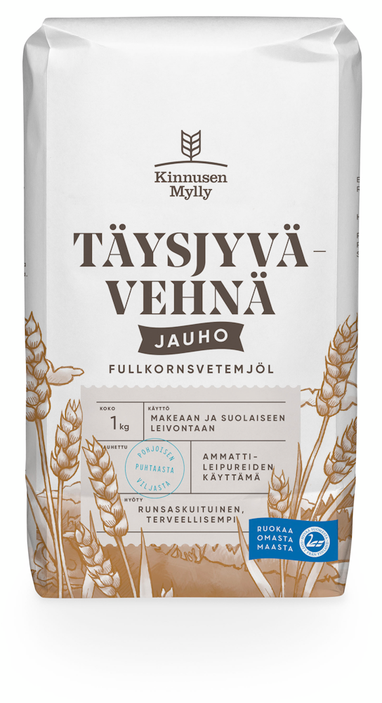 Kinnusen Mylly täysjyvävehnäjauho 1kg — HoReCa-tukku Kespro