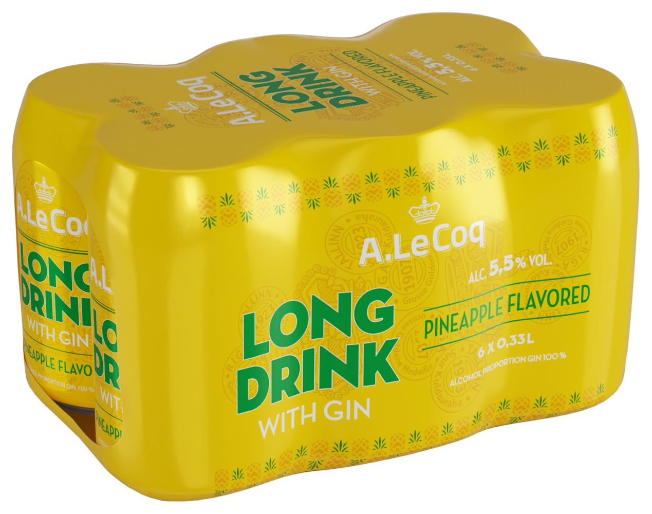 A. Le Coq GIN Pineapple Long Drink 5,5 % 0,33l 6-pack — HoReCa-tukku Kespro