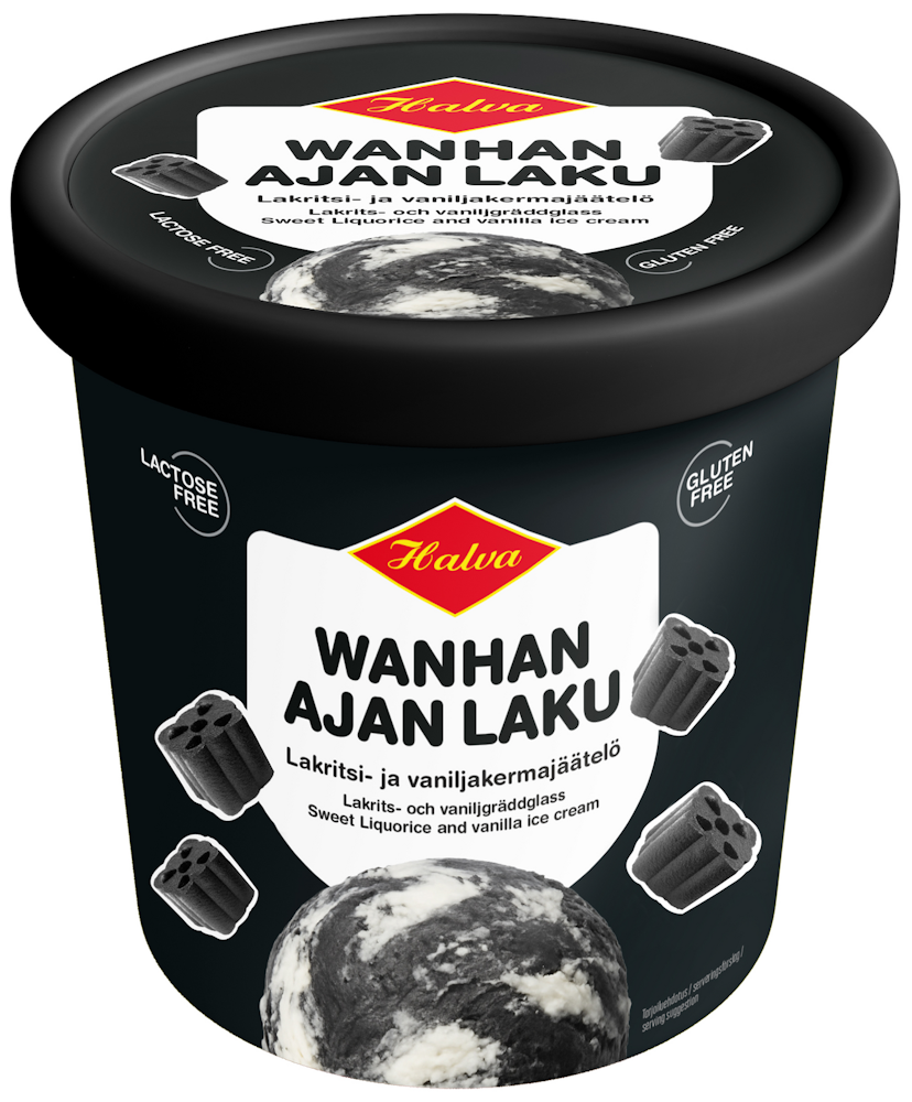 Halva Wanhan ajan Laku Lakritsi-& vaniljakermajäätelö 500 ml — HoReCa ...