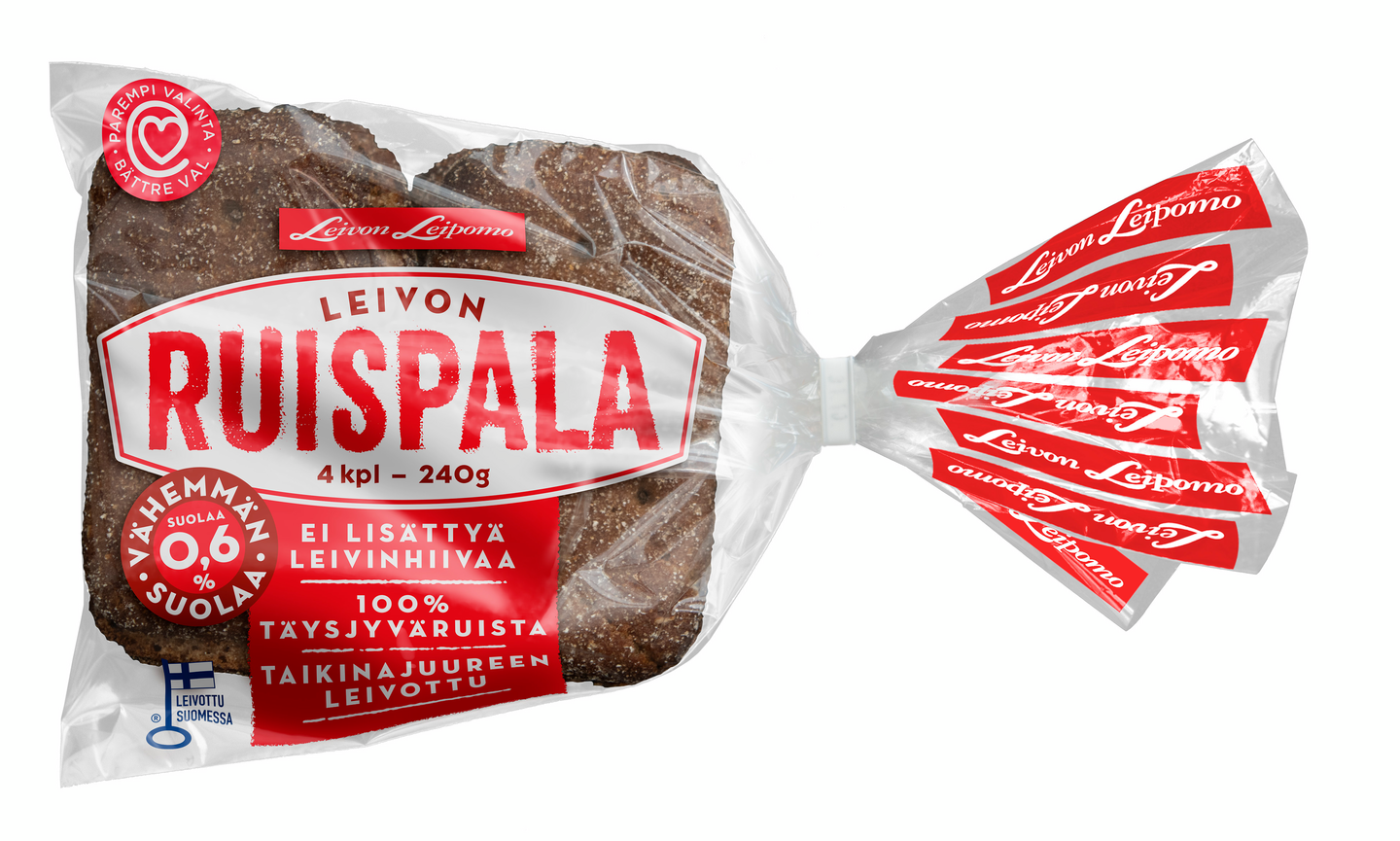 Leivon Ruispala 4 kpl/240g 100% täysjyväruisleipä | K-Ruoka Verkkokauppa