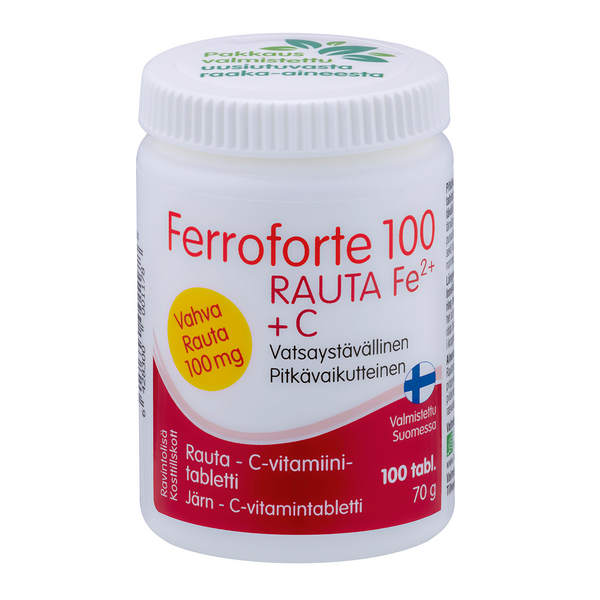 Ferroforte 100 rauta + C 100 tabl. 70g | K-Ruoka Verkkokauppa