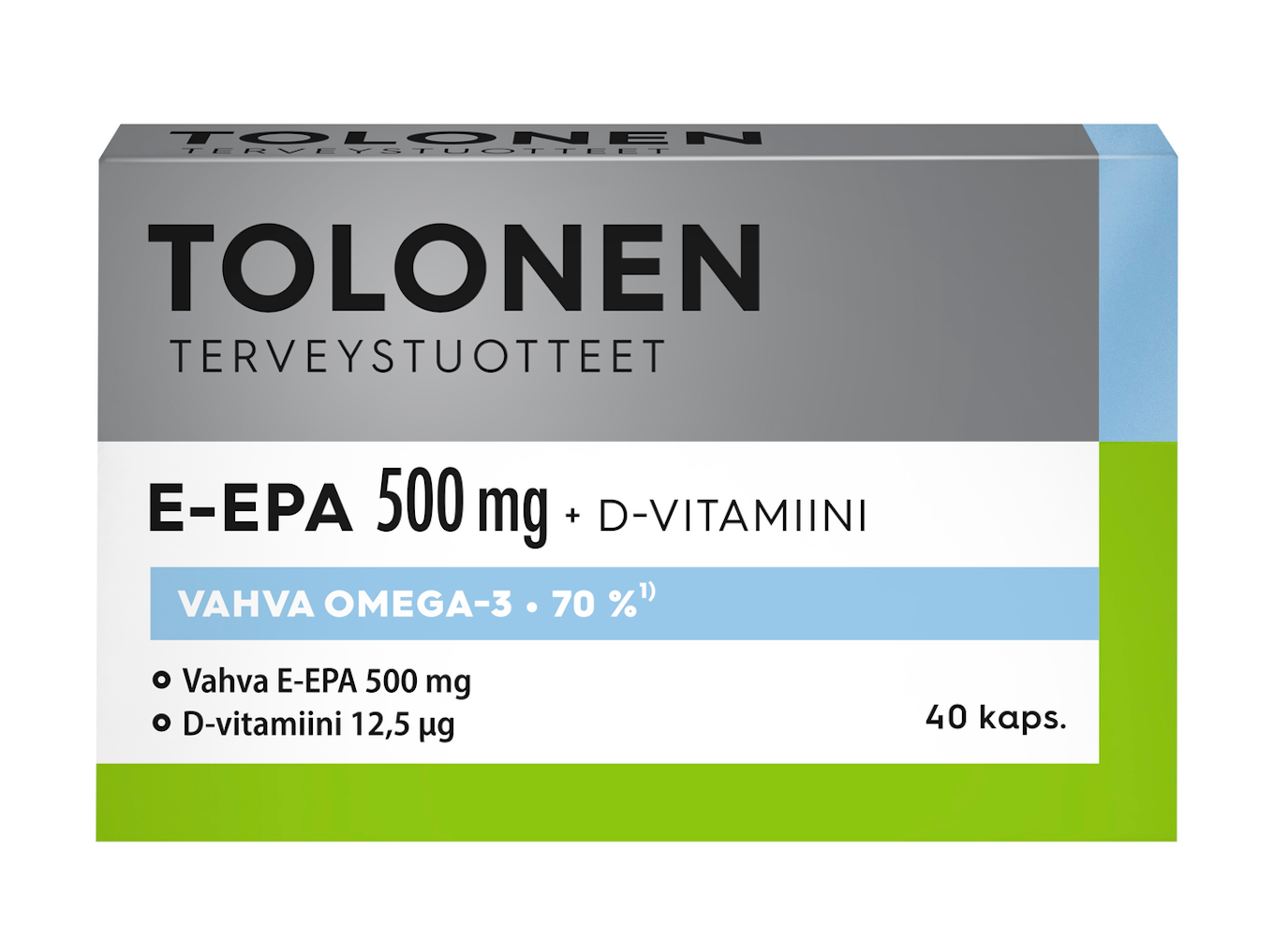 Tolonen E-EPA + D-vitamiini kalaöljykapseli 500mg 40kaps — HoReCa-tukku ...