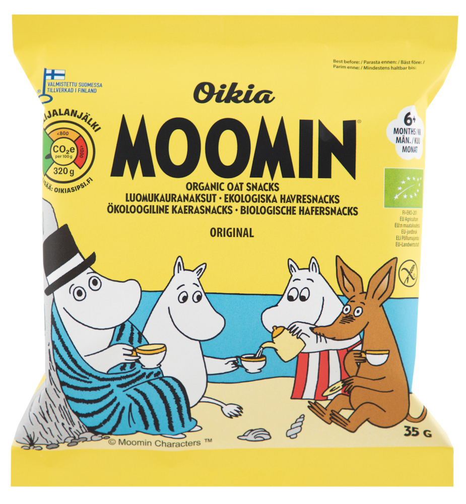 Oikia Moomin Luomukauranaksut 35g original 6+ kk — HoReCa-tukku Kespro