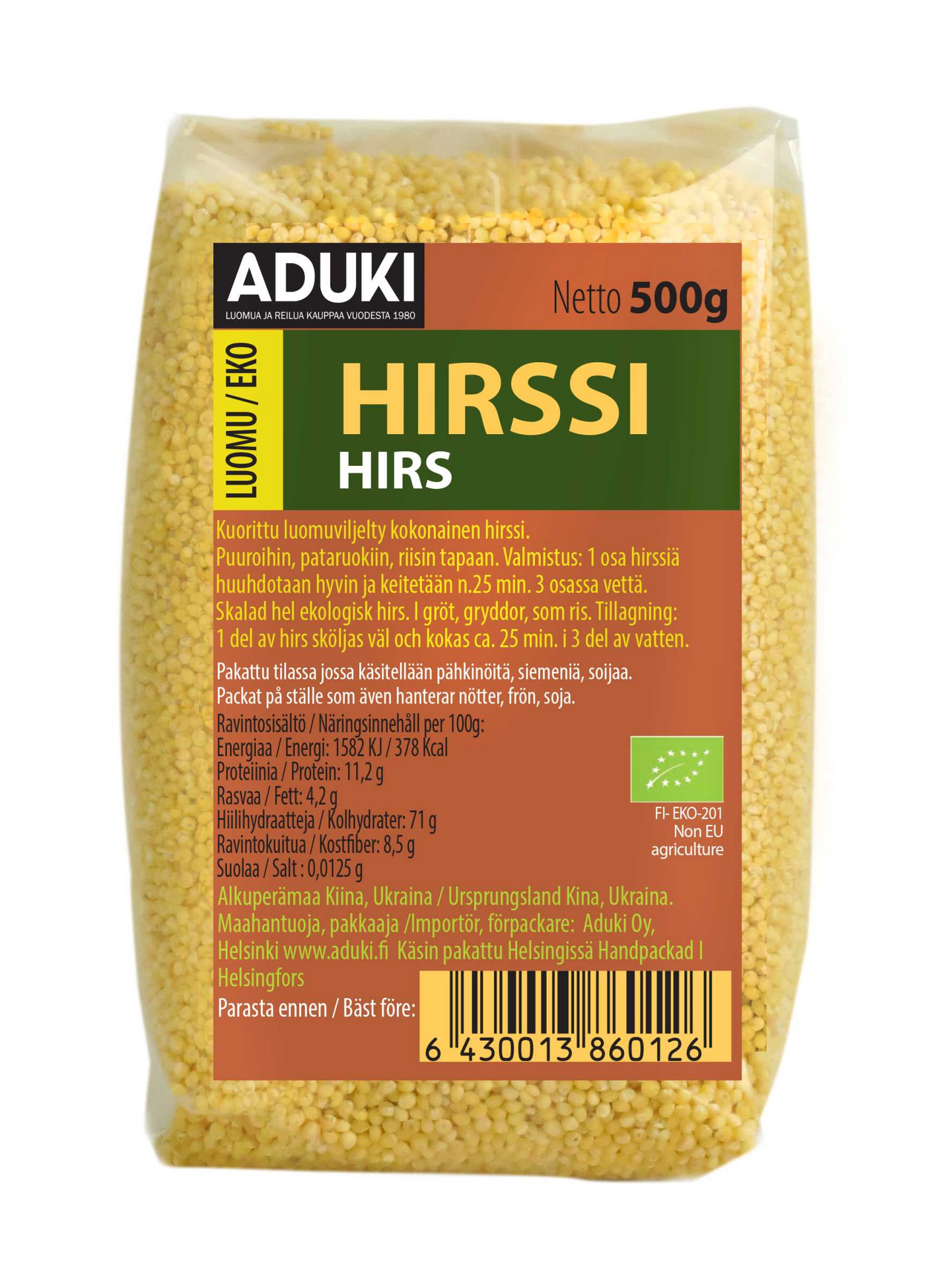 Aduki kuorittu kokonainen luomu hirssi 500g | K-Ruoka Verkkokauppa