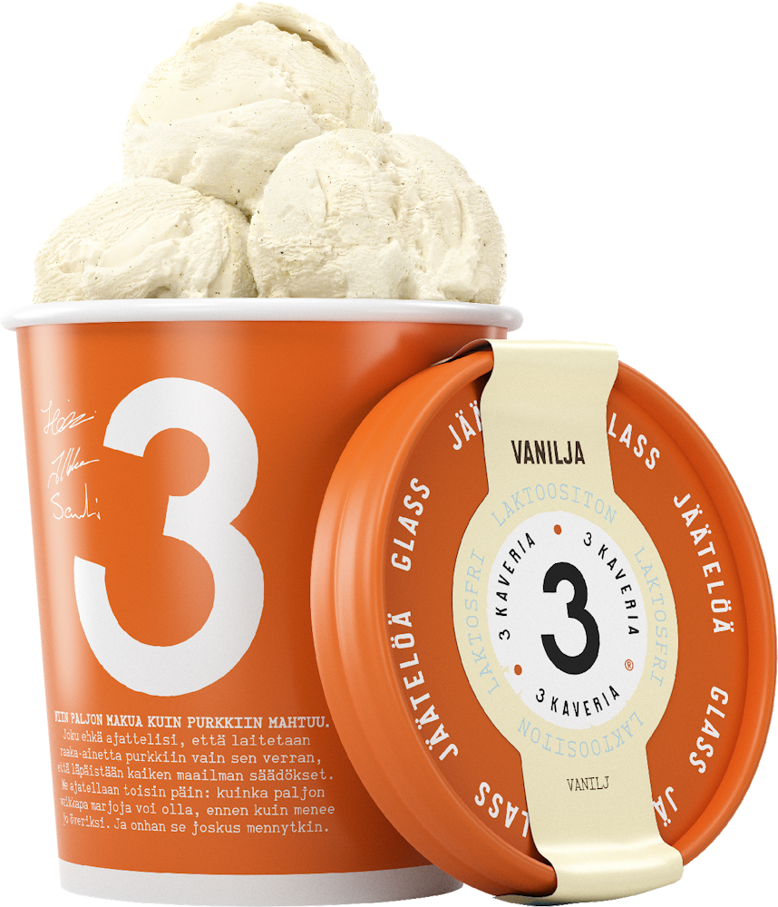 3 Kaveria Vaniljajäätelö 500 ml laktoositon — HoReCa-tukku Kespro