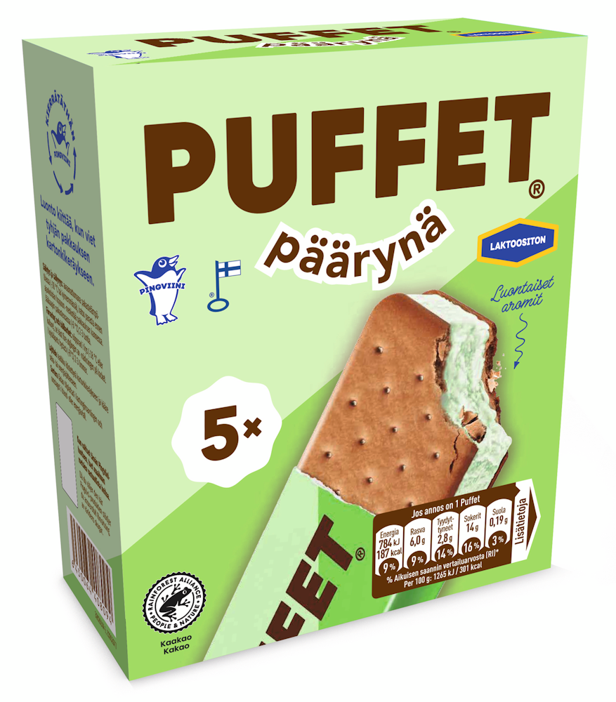 Puffet jäätelö 5x62g päärynä laktoositon — HoReCa-tukku Kespro