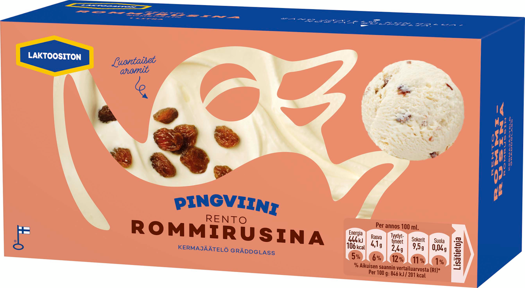 Pingviini kermajäätelö 1L/525g rommirusina laktoositon — HoReCa-tukku ...