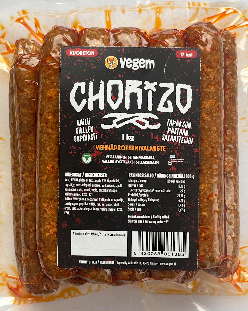 Vegem Chorizo 1kg — HoReCa-tukku Kespro