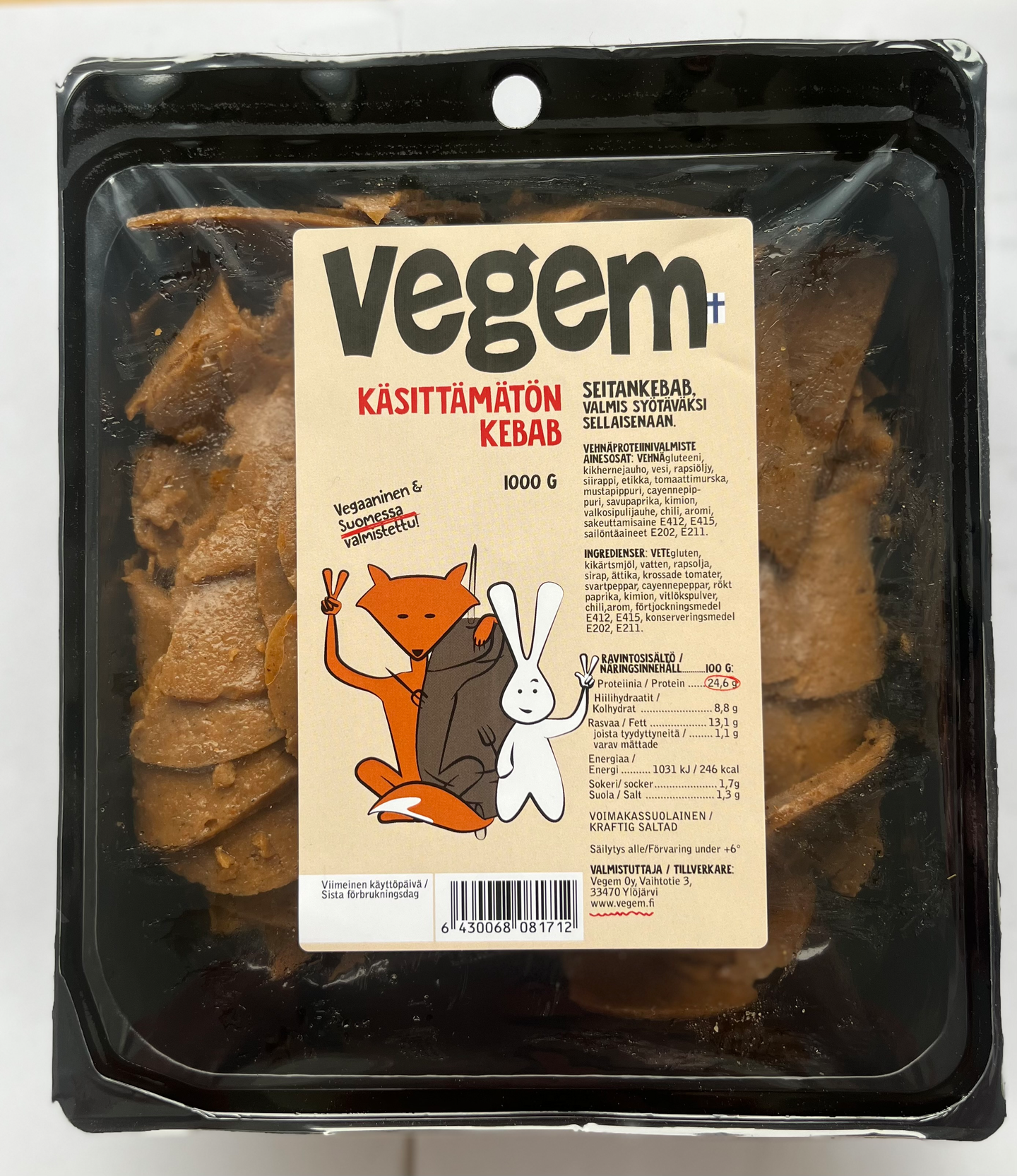 Vegem käsittämätön kebab 1kg | K-Ruoka Verkkokauppa