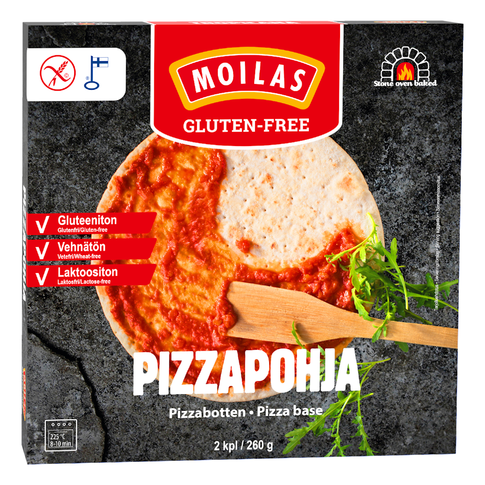 Moilas pizzapohja 2kpl/260g gluteeniton pakaste — HoReCa-tukku Kespro
