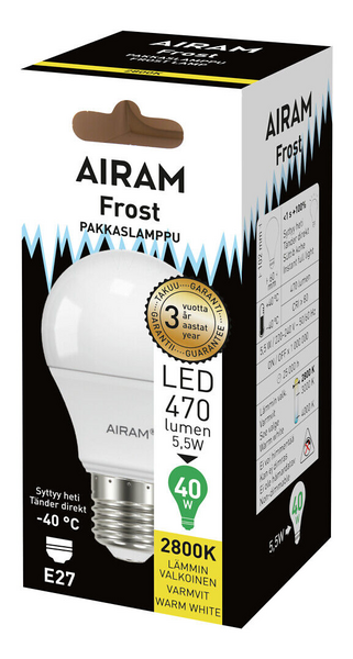 Airam led pakkaslamppu 5,5W E27 470lm 2800K | K-Ruoka Verkkokauppa