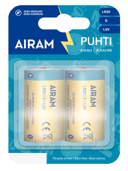 Airam PUHTI PARISTO LR20 D 2/KRT | K-Ruoka Verkkokauppa