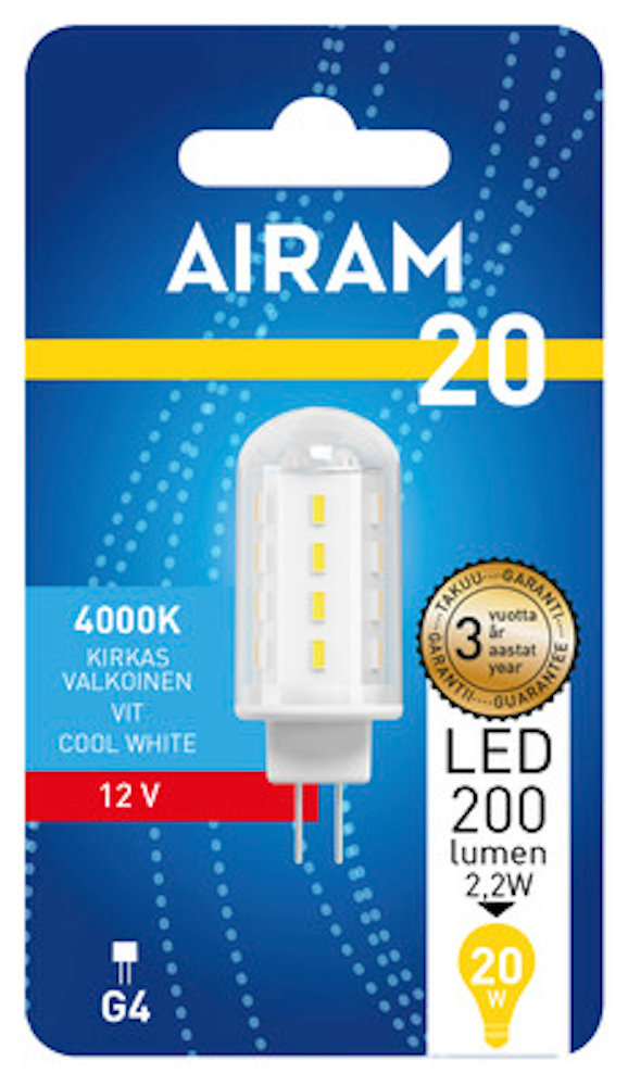 Airam LED polttimo G4 220lm 4000K — HoReCa-tukku Kespro