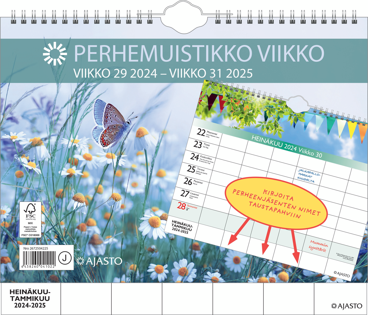 Ajasto Lukuvuosikalenteri 2024-25 Perhemuistikko viikko | K-Ruoka ...