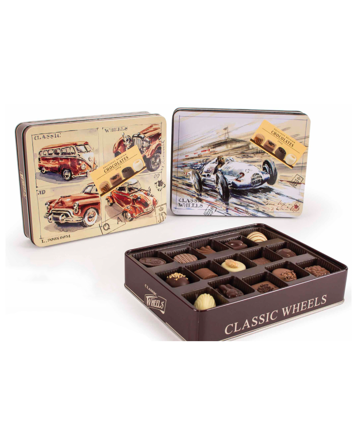 Classic Wheels 200g Belgialaiset suklaakonvehdit peltirasiassa | K ...